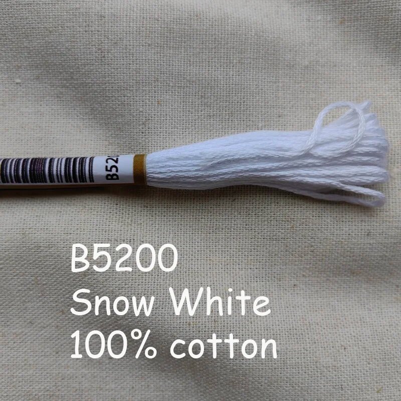 Хлопковая нить для вышивания DMC B5200 Blanc 3865 Ecru 3072 648 647 646 645 844 762 415 318 414 168 169 317 413 3799 310 250g, Белый, B5200