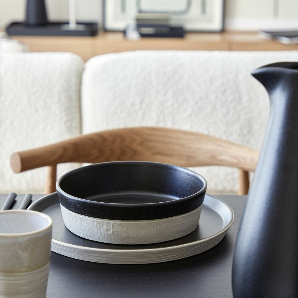 Тарелка глубокая черный Costa Nova "Notos Latitude Black " 1 шт, 20 см, 950 мл. Профессиональная керамика. Португалия