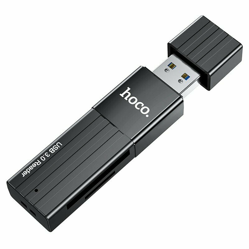 Картридер HOCO HB20 USB 3.0, до 5Гбит/с (TF, SD) черный, Hoco