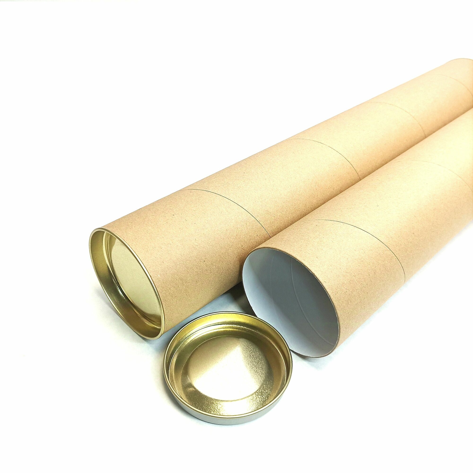 Тубус картонный с металлическими крышками D80х700 мм (внутри 80х680 мм), 8 шт.