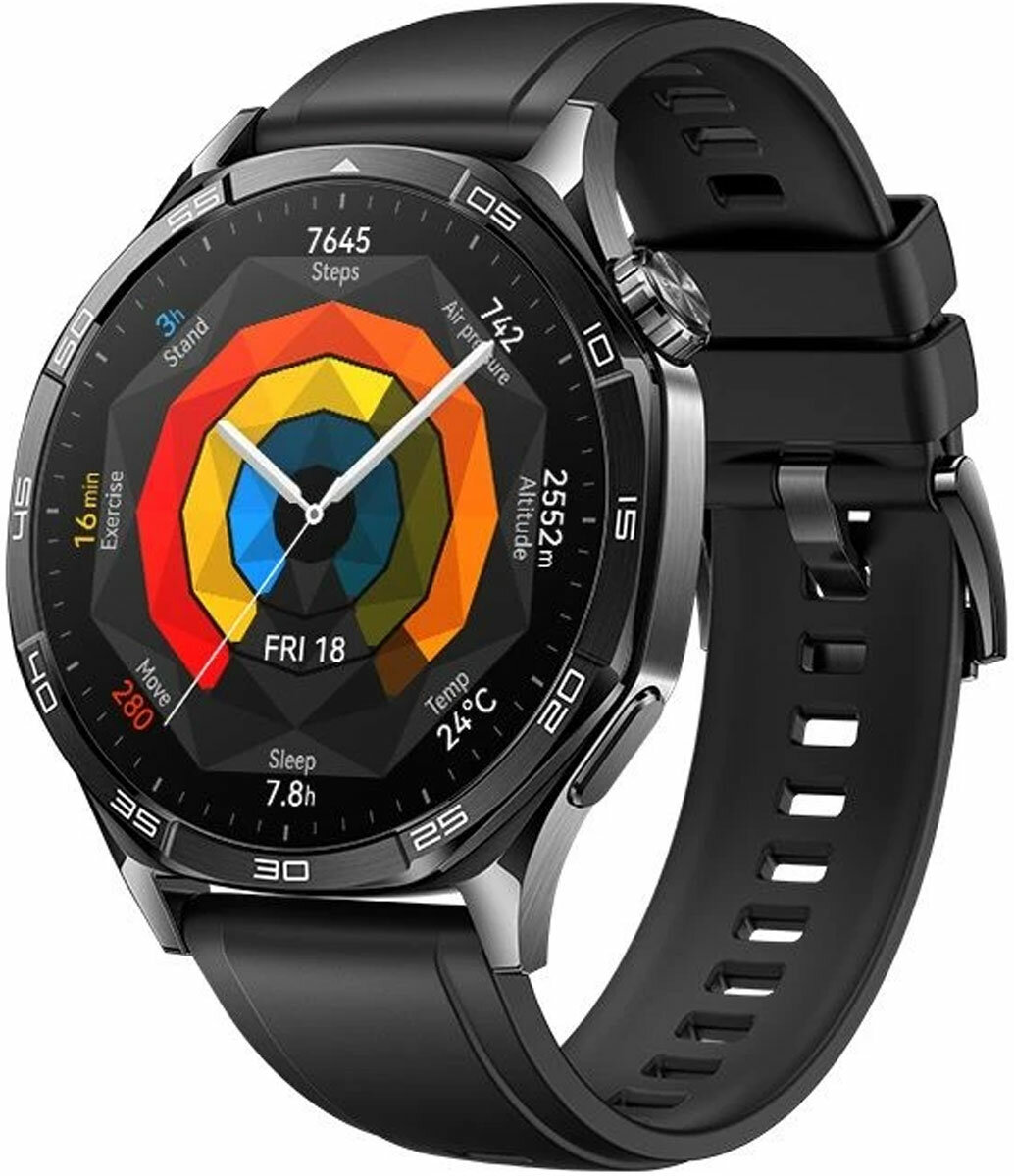 Huawei Смарт-часы HUAWEI WATCH GT 5 Black Aluminium Case, Black Fluoroelastomer Strap(Vili-B19F)