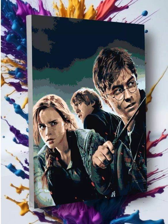 Картина по номерам Гарри Поттер Рон Уизли Гермиона Грейнджер 40х50