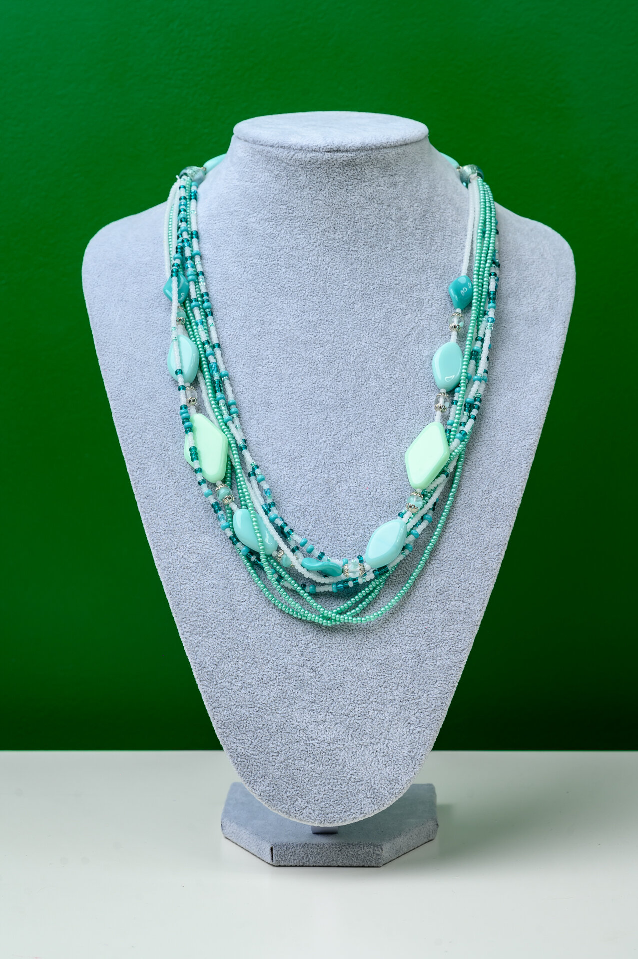 Бусы, металл, бисер, стекло, хрусталь