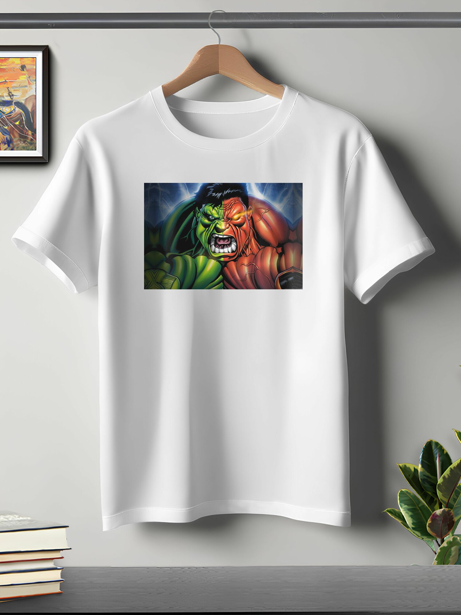 Футболка  Детская ONEQ 110 (5-6) размер с принтом Халк, белая