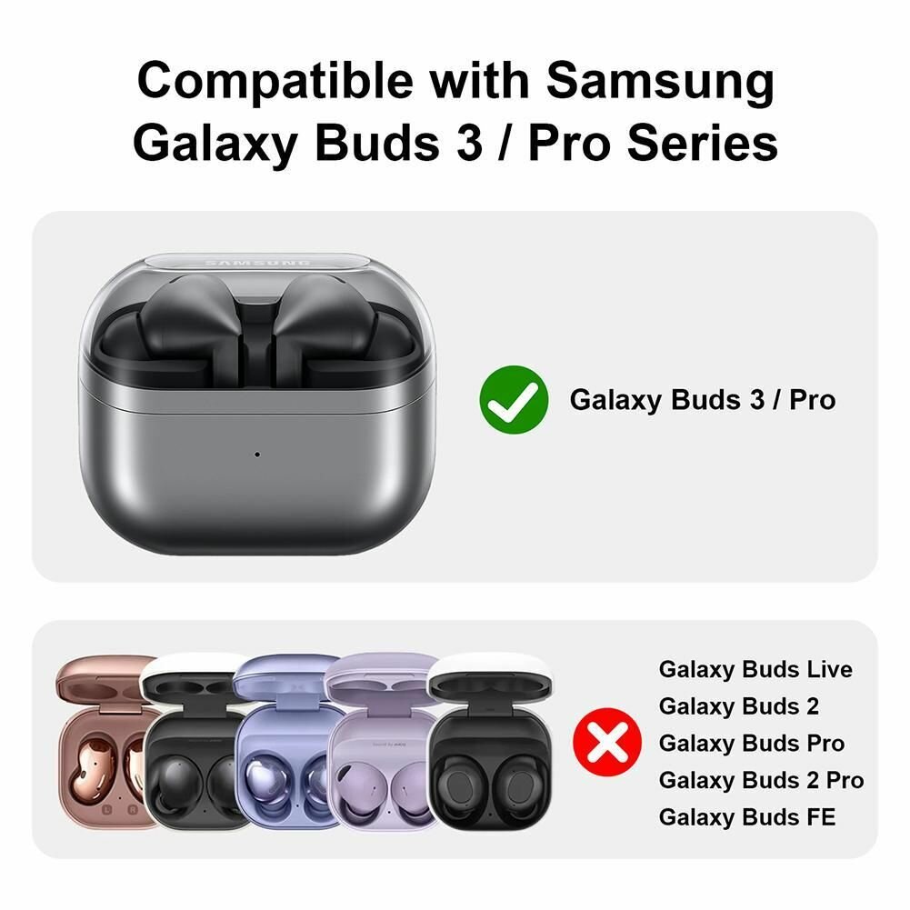 Защитный чехол для наушников, силиконовый, для Samsung Galaxy Buds 3Pro, с чехлом для зарядного устройства с крючком