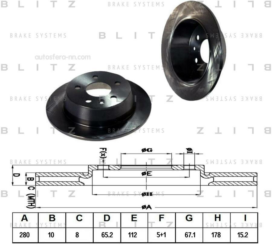 BLITZ BS0365 Диск тормозной задний