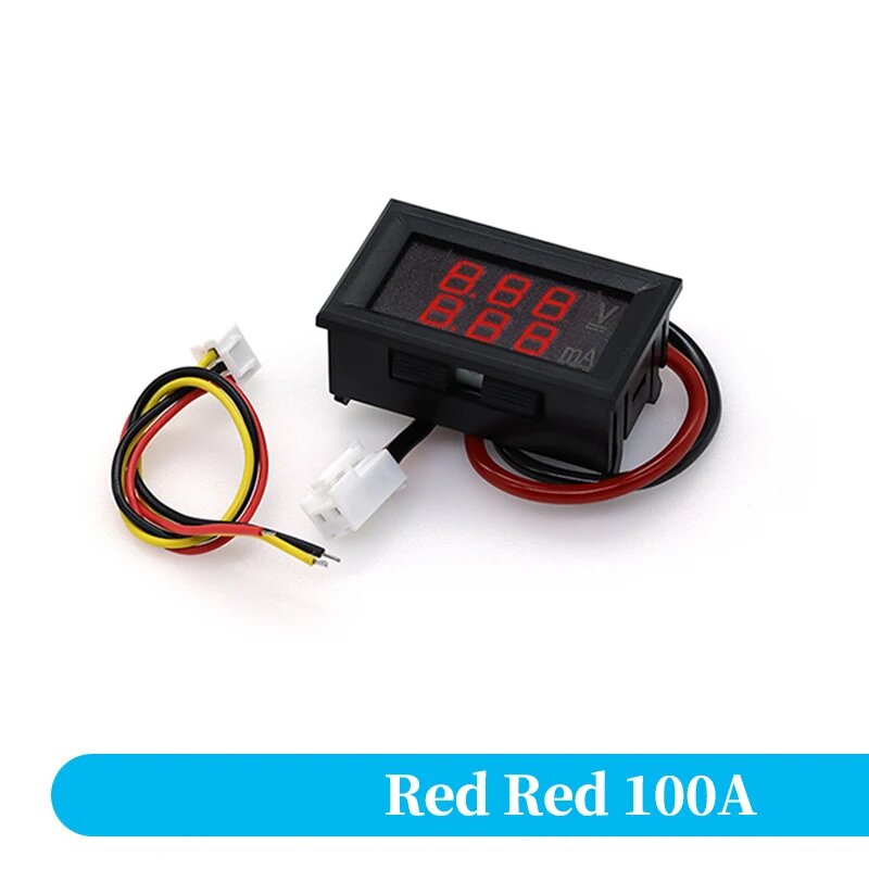 Цифровой вольтметр-амперметр Stlxy DC0-100V 50A/100A синий 1PCS, 100A Red Red