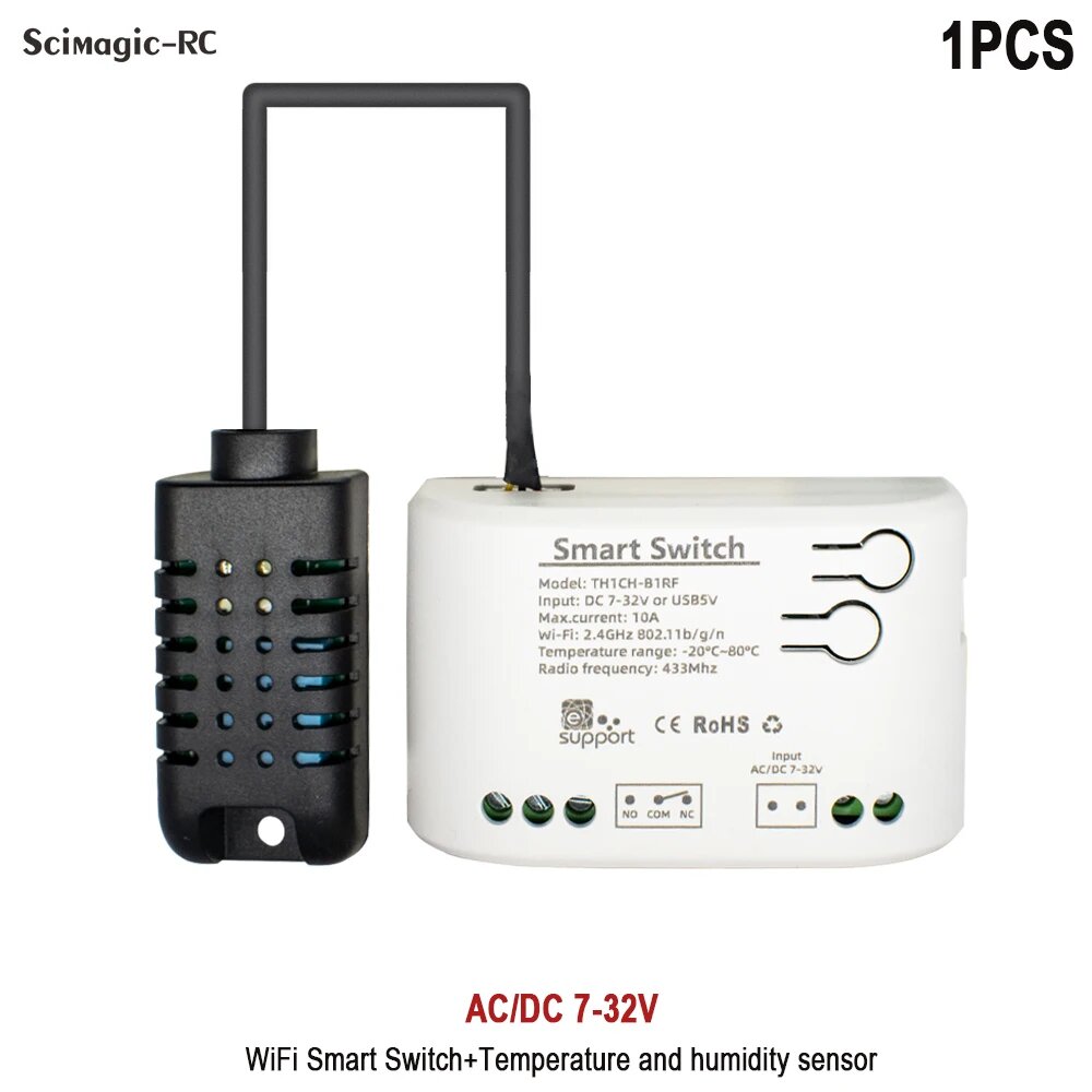 WiFi Умный датчик температуры и влажности Переключатель монитора Умный дом eWelink Control работает с Alexa Google Home