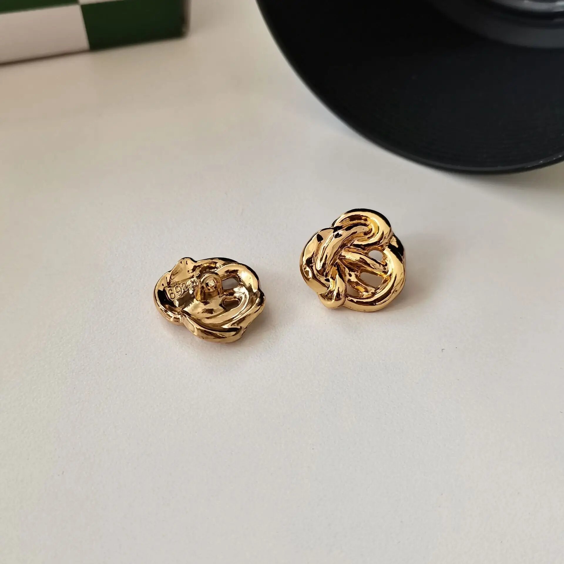 Серьги золотистые, металлические, C07-3, 20mm