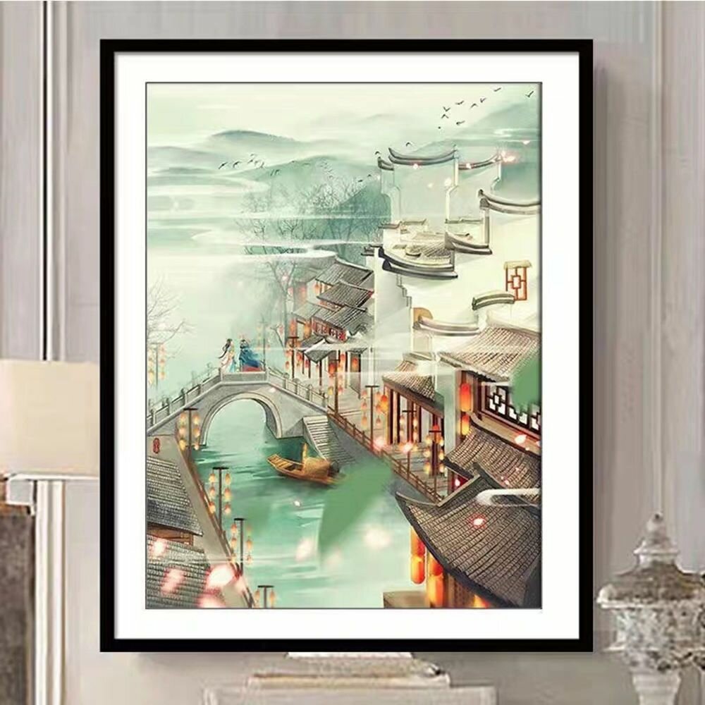 Набор для вышивания крестом, вышивка крестиком Пейзаж города во сне, 11CT 50x67cm, полная зашивка, LYTOOMOY (без подрамника, без рамки)