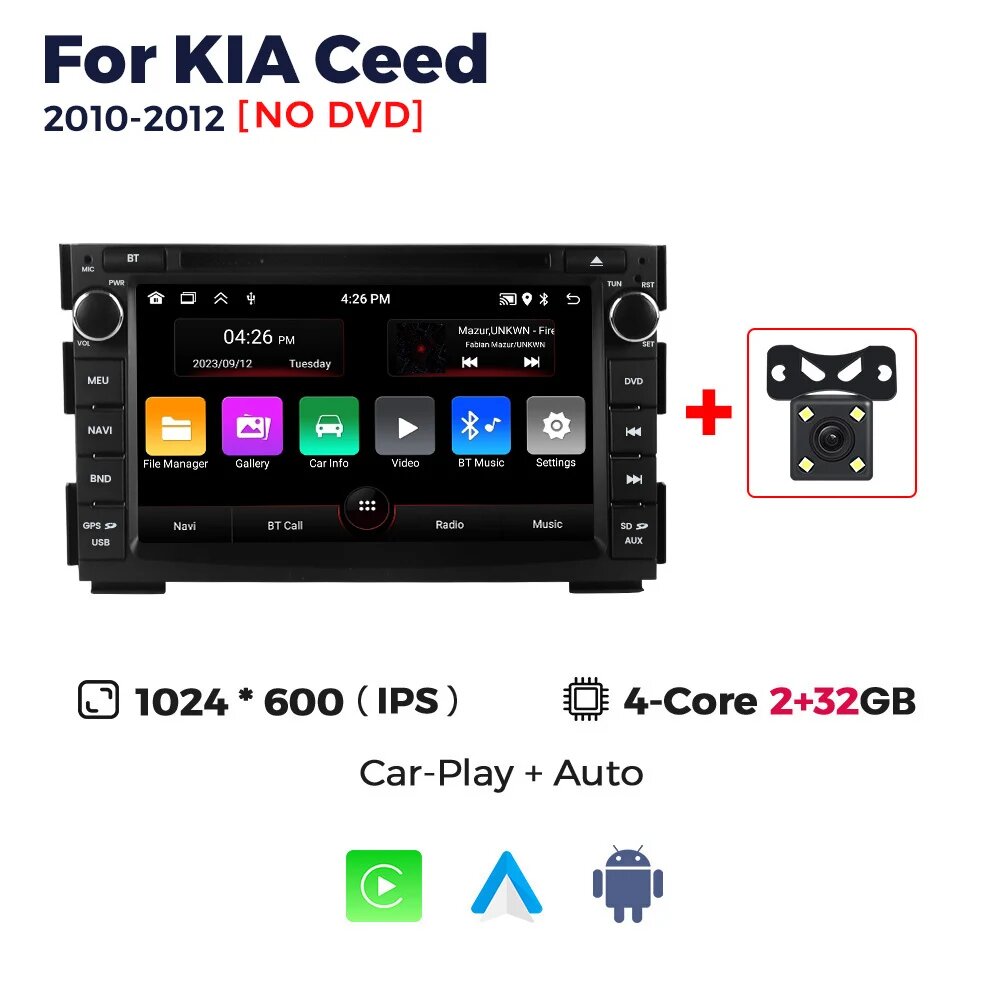 Автомагнитола MEKEDE 2 din Carplay Android для Kia Ceed Venga 2010 -2016 мультимедийный MN-CEED-H2-A