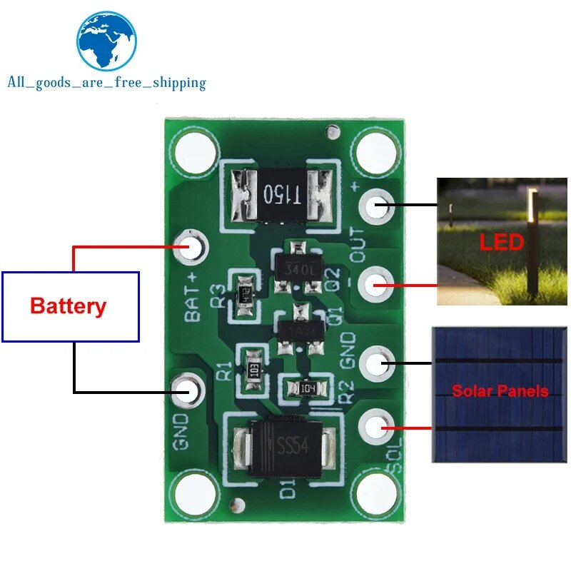 Солнечный контроллер 3.2В 3.7В 6В 12В 1А 1PCS