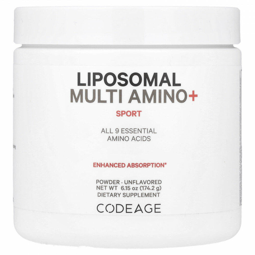 Codeage, Sport, Liposomal Multi Amino+, комплекс липосомальных аминокислот в порошке, без добавок, 174,2 г (6,15 унции)