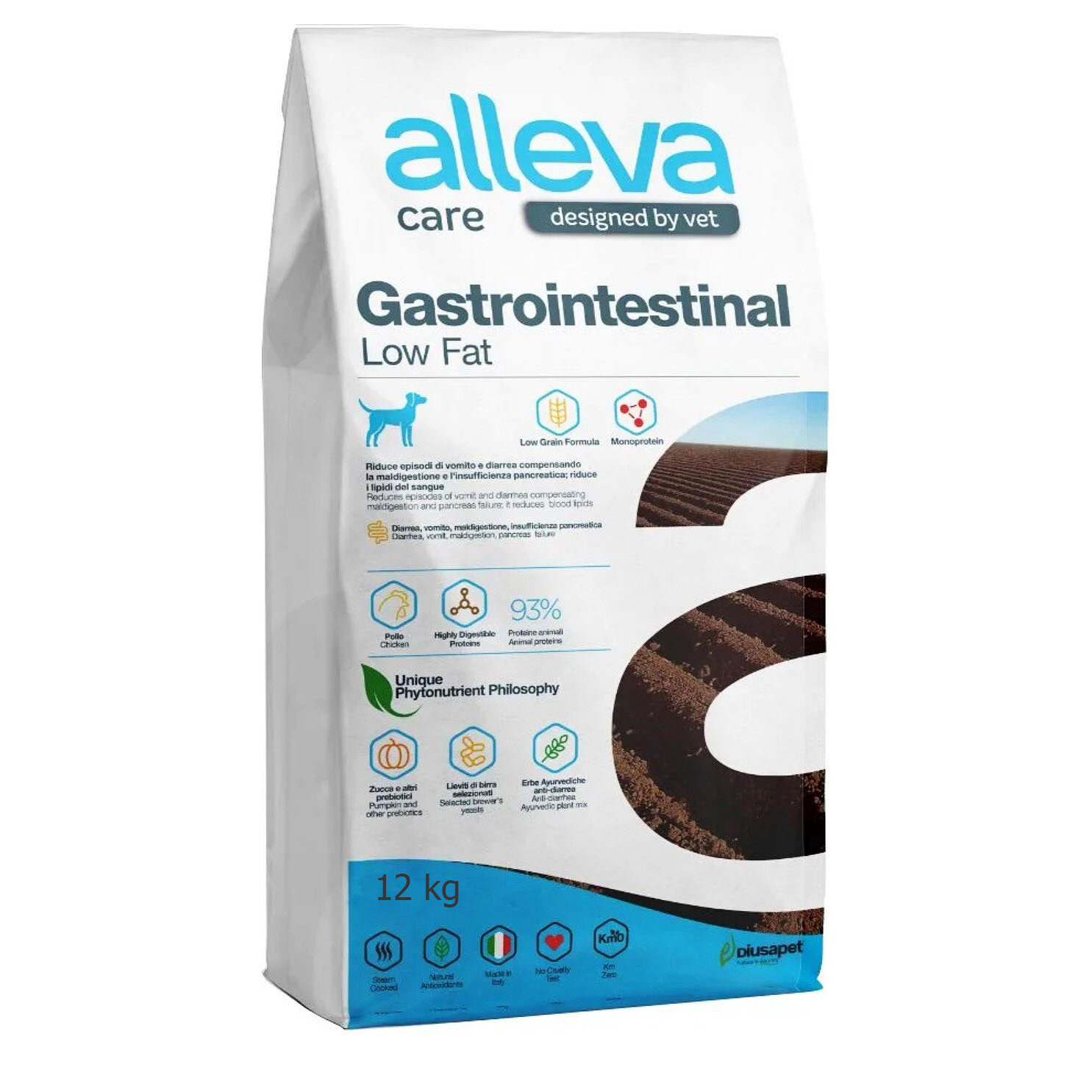 ALLEVA CARE Сухой корм для собак Гастроинтестинал с низким содержанием жиров 12кг