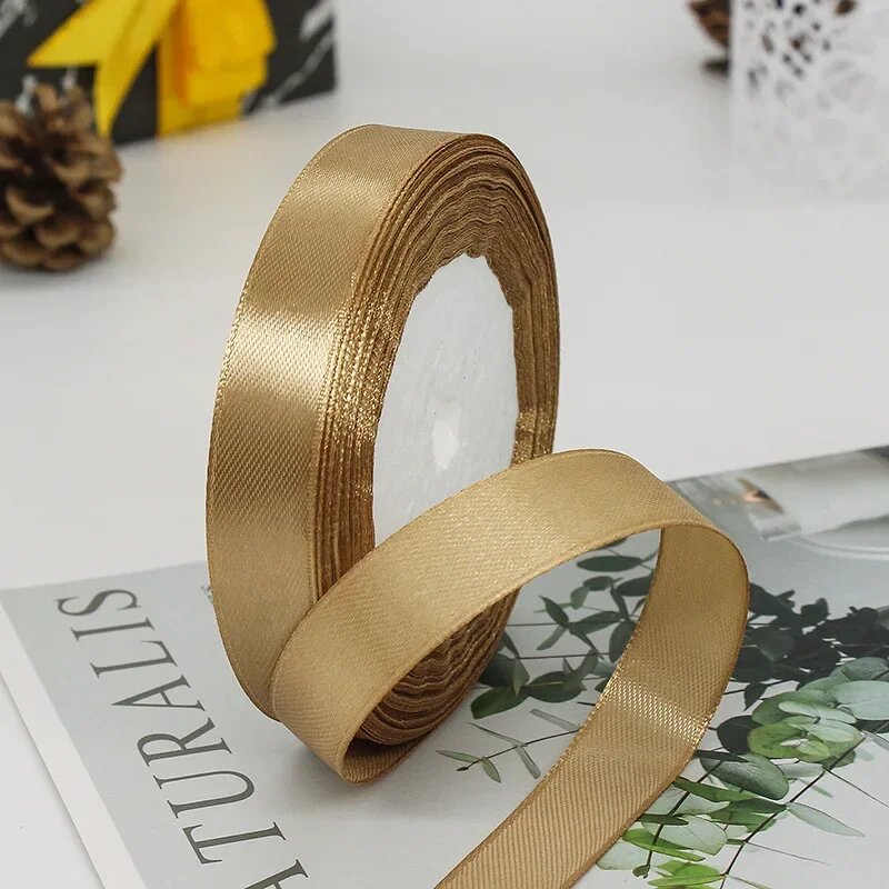 Мerylover полушелковые атласные ленты 25 ярдов khaki, 25mm ribbon