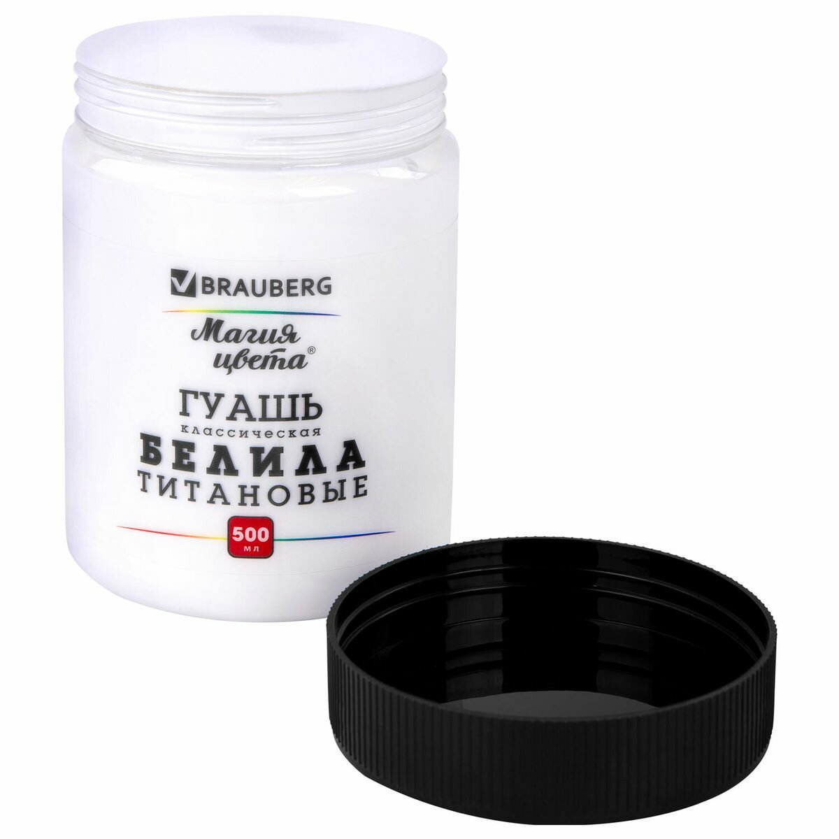 Гуашь белая Brauberg "Магия цвета", белила титановые, 500мл, индивидуальная упаковка (880856), 12 уп.