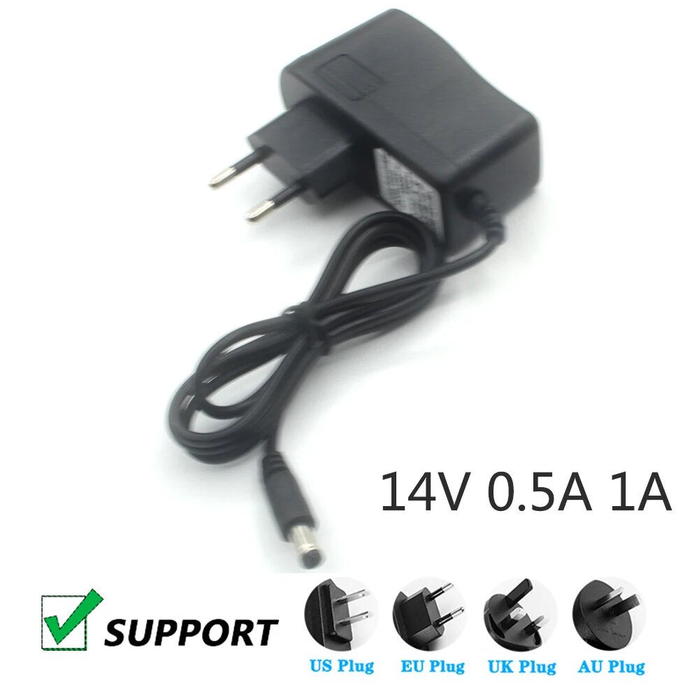 Адаптер питания 14В 0.5А 1А 14V1A, EU PLUG