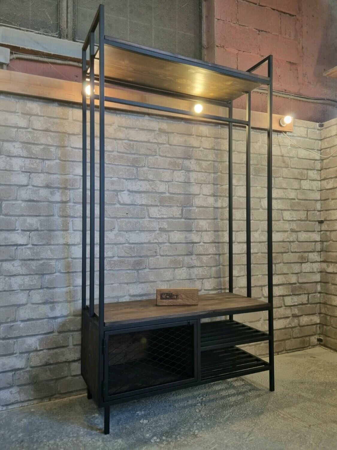 Гардеробная "EasyLOFT" в стиле лофт, вешалка, 165х30х190 см.