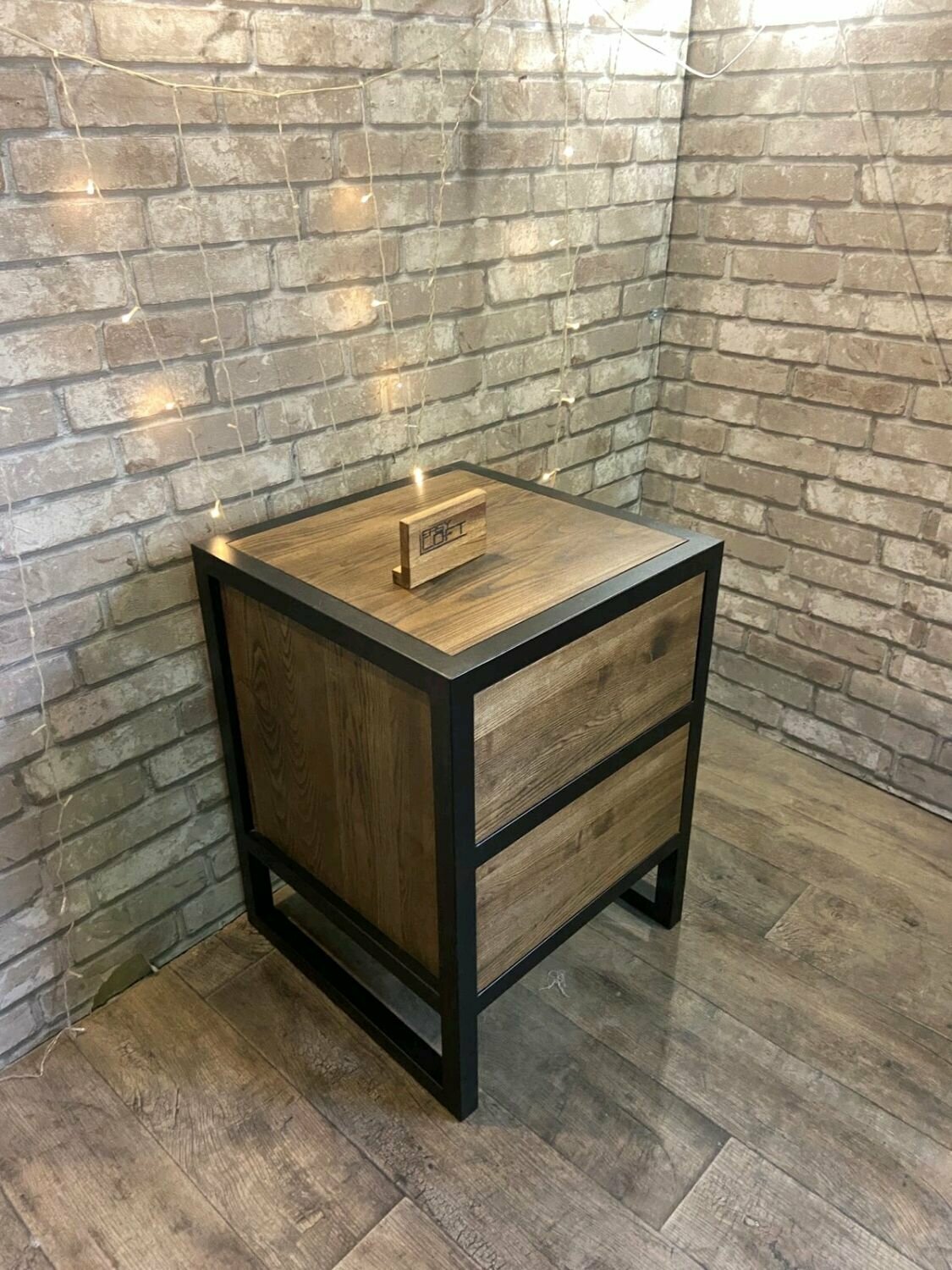 Тумба "EasyLOFT" в стиле лофт под мойку, с ящиками, массив ясеня, 60х50х80 см.