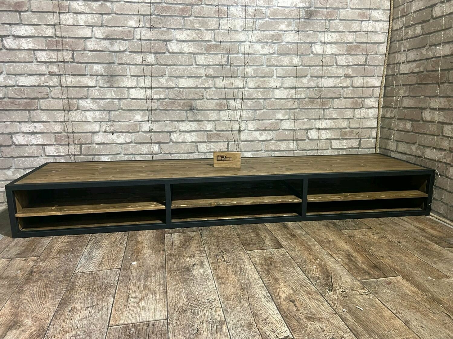 Открытая тумба "EasyLOFT" в стиле лофт, для дома и офиса, в гостиную, 250х40х35 см.
