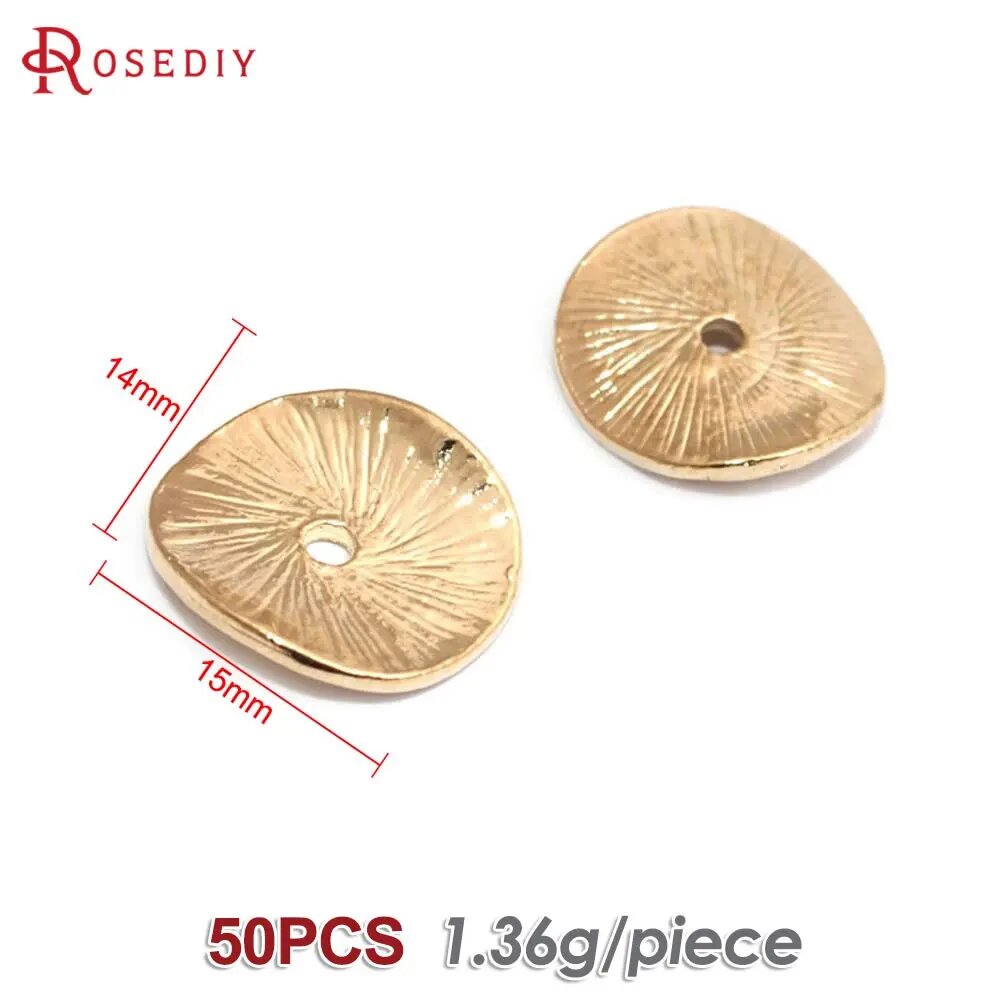 Круглые матовые диски из металла для бижутерии Rosediy 35155-ChampagneColor