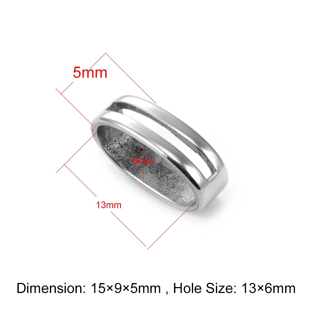 Бусины овальные из нержавеющей стали 15x9x5 мм, Hole 13x6mm
