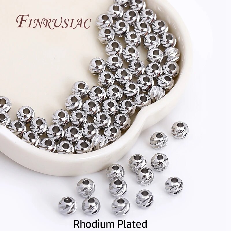 FINRUSIAC Позолоченные латунные разделители для бусин 100 штук 3MM-100 pcs, Rhodium Plated