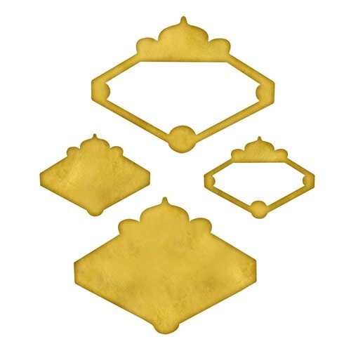 Основа для украшения Spellbinders "Рамки 2" 4 шт, цвет золотистый, 4,45х3,49 см