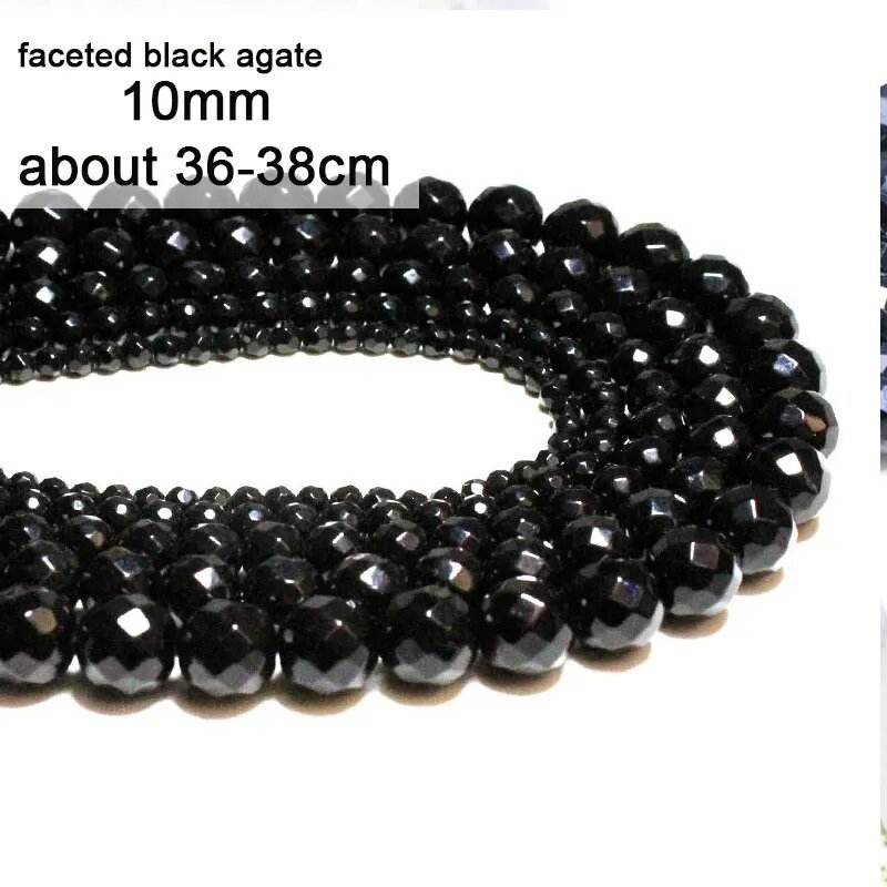 Натуральные бусины LUOMAN XIARI: черный камень, агат, оникс, турмалин, разные 10mm faceted agate