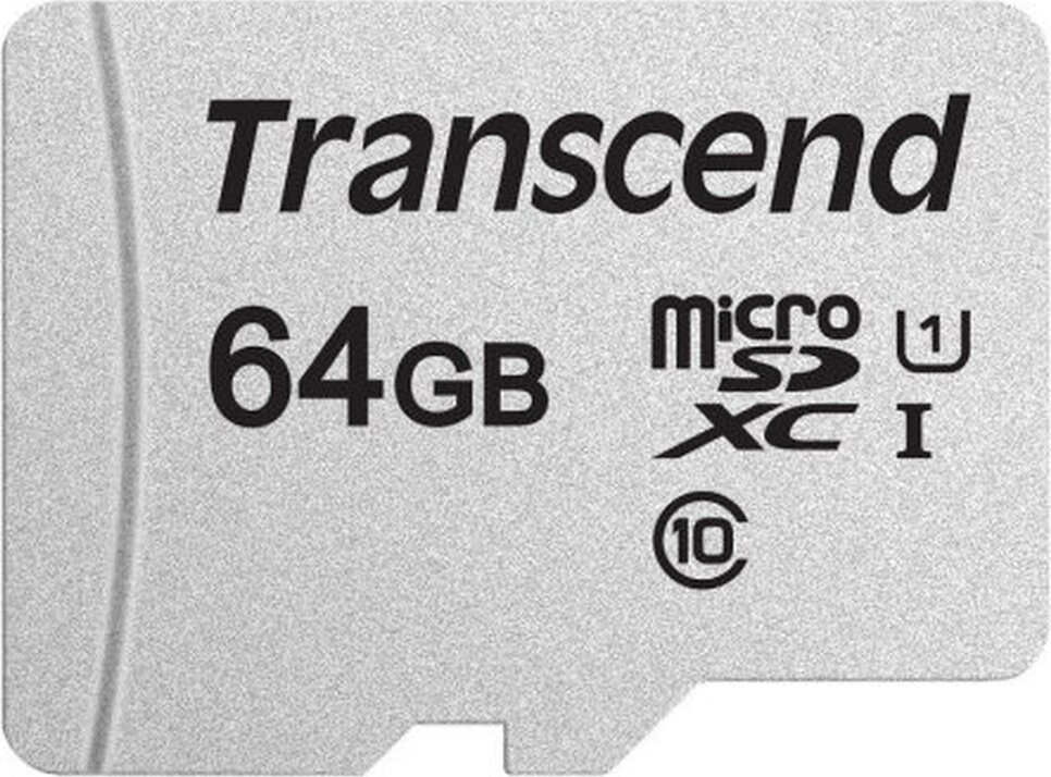 Transcend 300S 64 ГБ Карта памяти microSDXC, с адаптером, TS64GUSD300S-A, белая