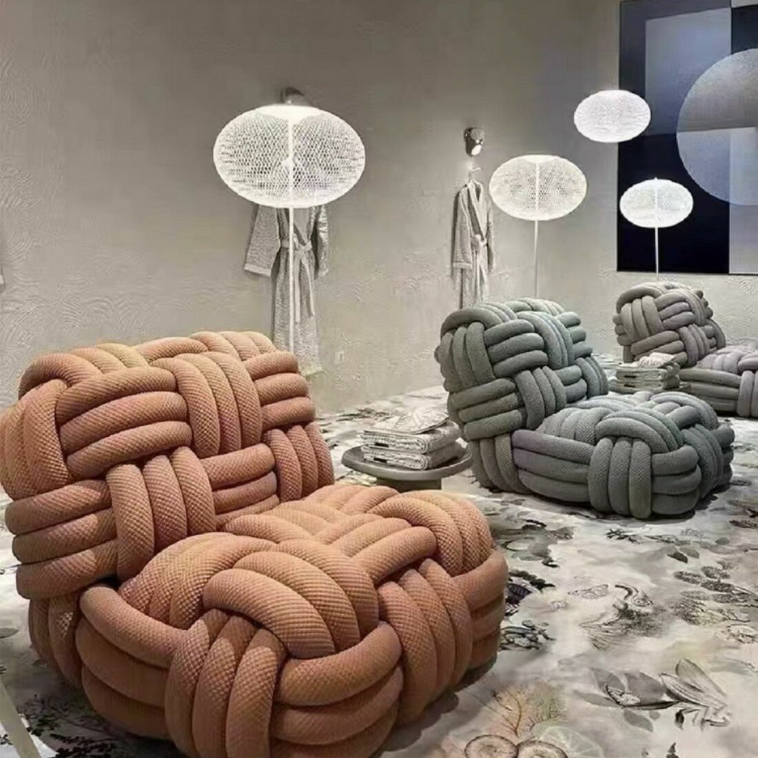 Интерьерное кресло без подлокотников Knitty (Светло-коричневый)