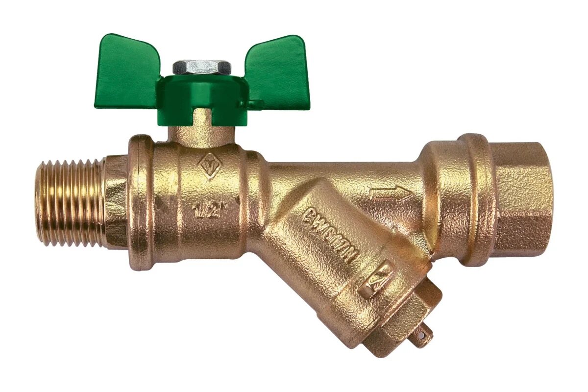 Bugatti Kран шаровой д/воды с фильтром арт.743G Eco Valve Rp1/2" x R1/2" DN15 PN20 0743G04