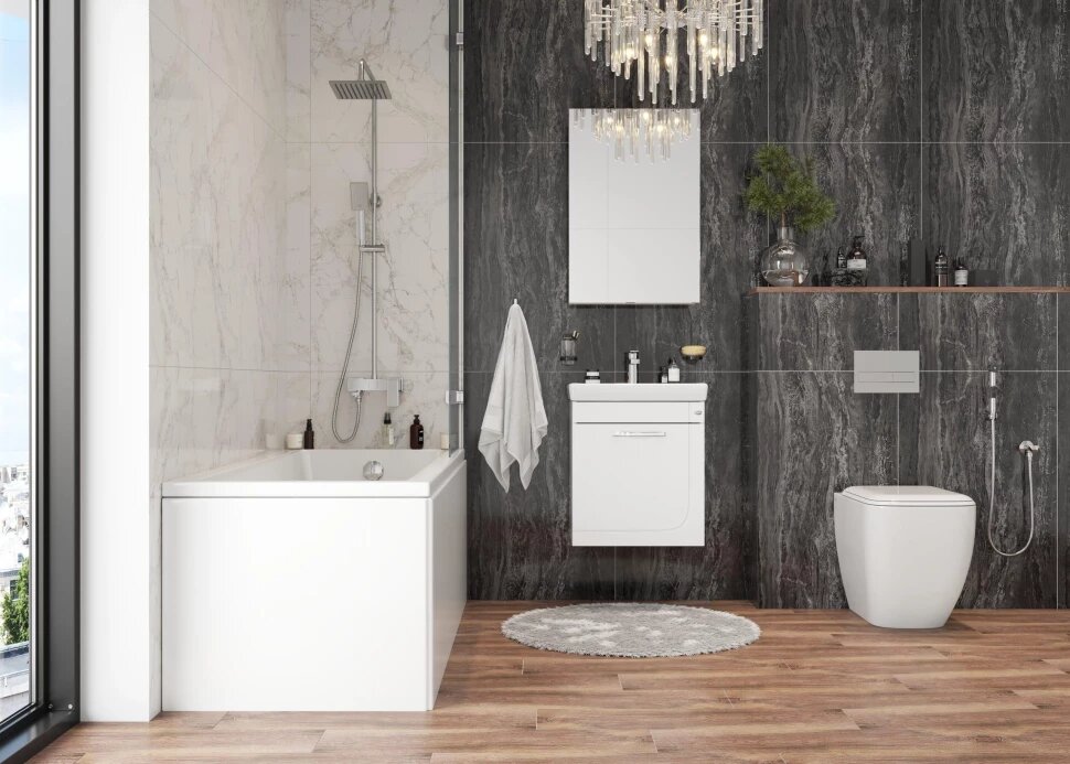 Комплект мебели белый глянец 50,6 см Onika Ирис 105018 + 1WH302128 + 205014