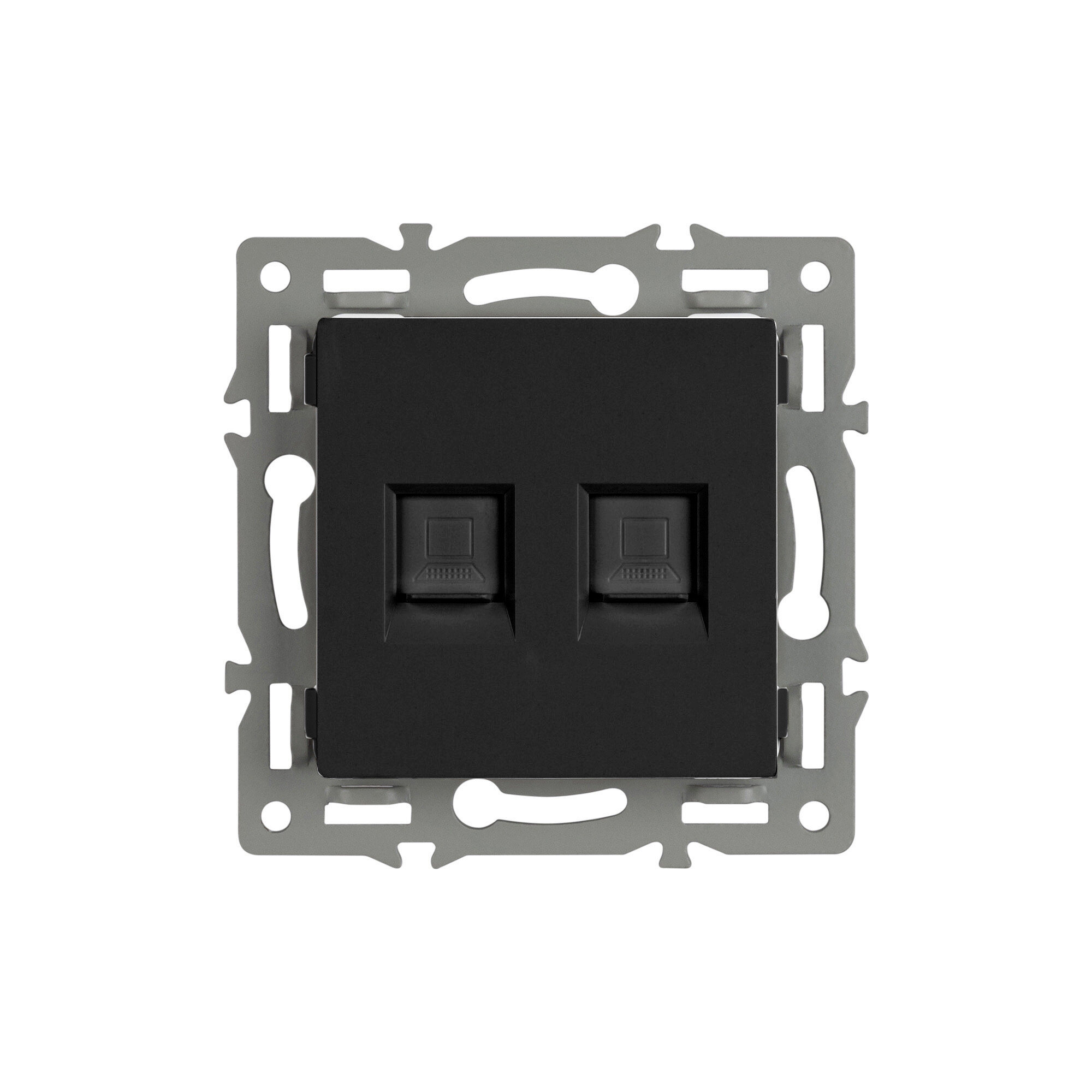 Розетка Arlight Механизм компьютерной розетки двойной SCT-MPC2-PL-BK (RJ-45, CAT6) (Arlight, -)