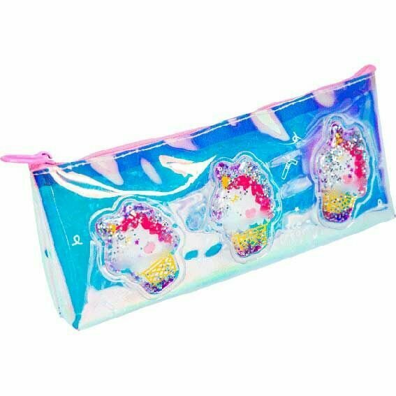 Пенал-косметичка deVENTE 210х10х35, "Ice Cream" треугольный, с блестками (7026136)