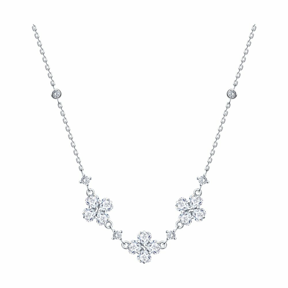 Колье, серебро, 925 проба, родирование, фианит