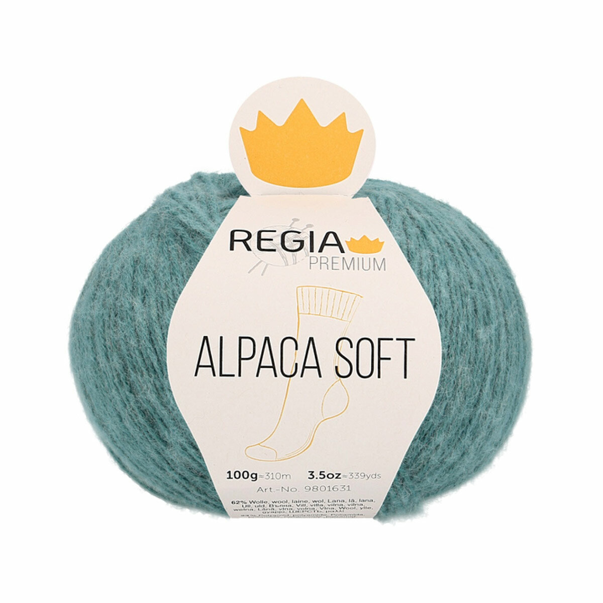 Alpaca Soft /Альпака Софт/ пряжа Regia Premium, 4 нитки, MEZ, 9801631 (00070, salbei (шалфей), зеленый)