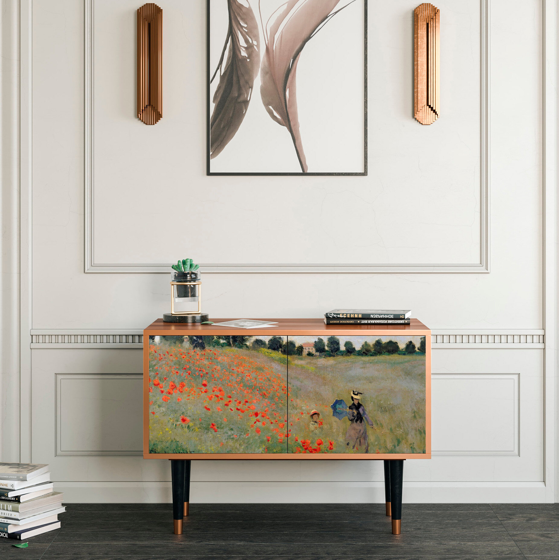 Комод - STORYZ - S1 The Poppy Field near Argenteuil by Claude Monet, Размер - 94 x 69 x 48 см, Цвет корпуса - , Орех