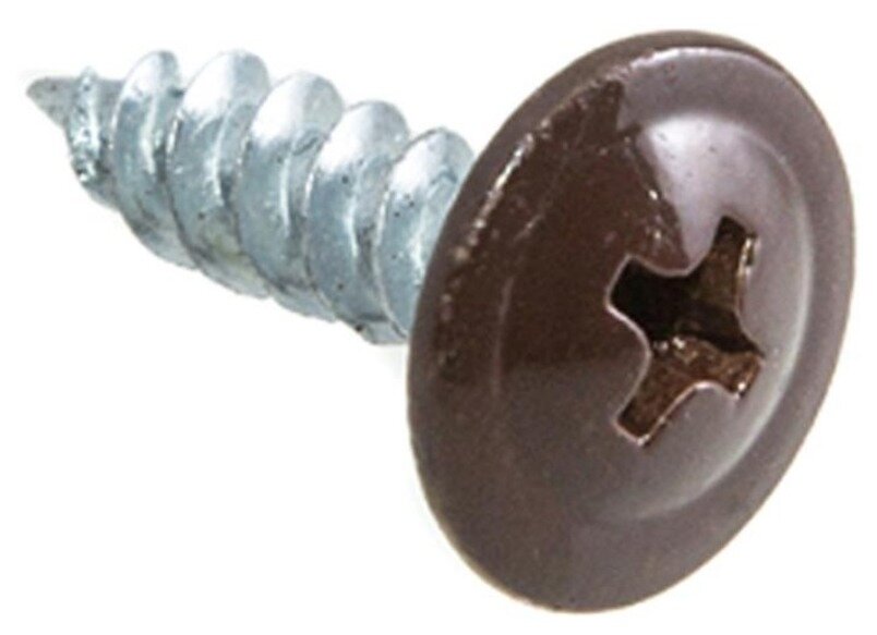 Саморез Стройбат для тонких пластин с полусферической головкой с пресс-шайбой из стали цвет темно-коричневый, 4.2х16мм, PH2, 20шт. в упаковке / крепеж