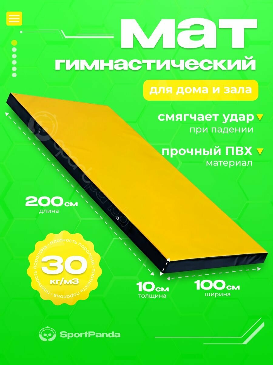 Мат гимнастический 200х100х10 см, мягкий щит (30 плотности).