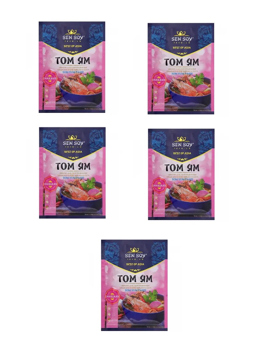 Основа для супа Sen Soy Premium Том Ям, 80 гр, 5 уп