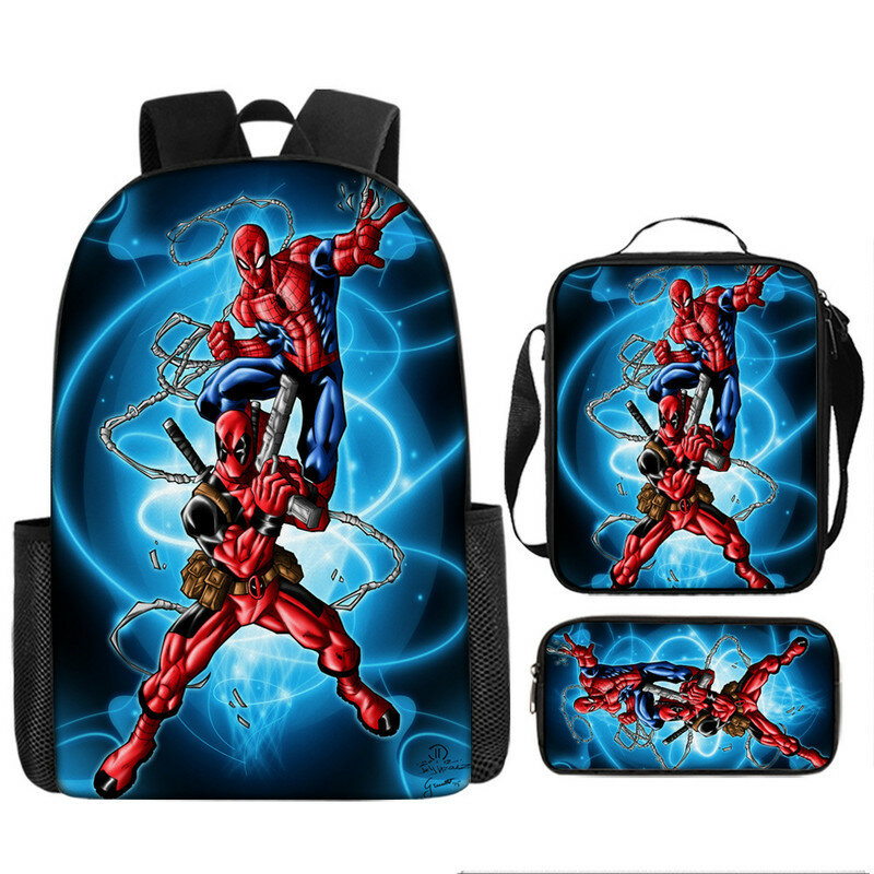 Сумка школьная трех частей / Deadpool /с чехлом для карандашей и сумка мессенджер