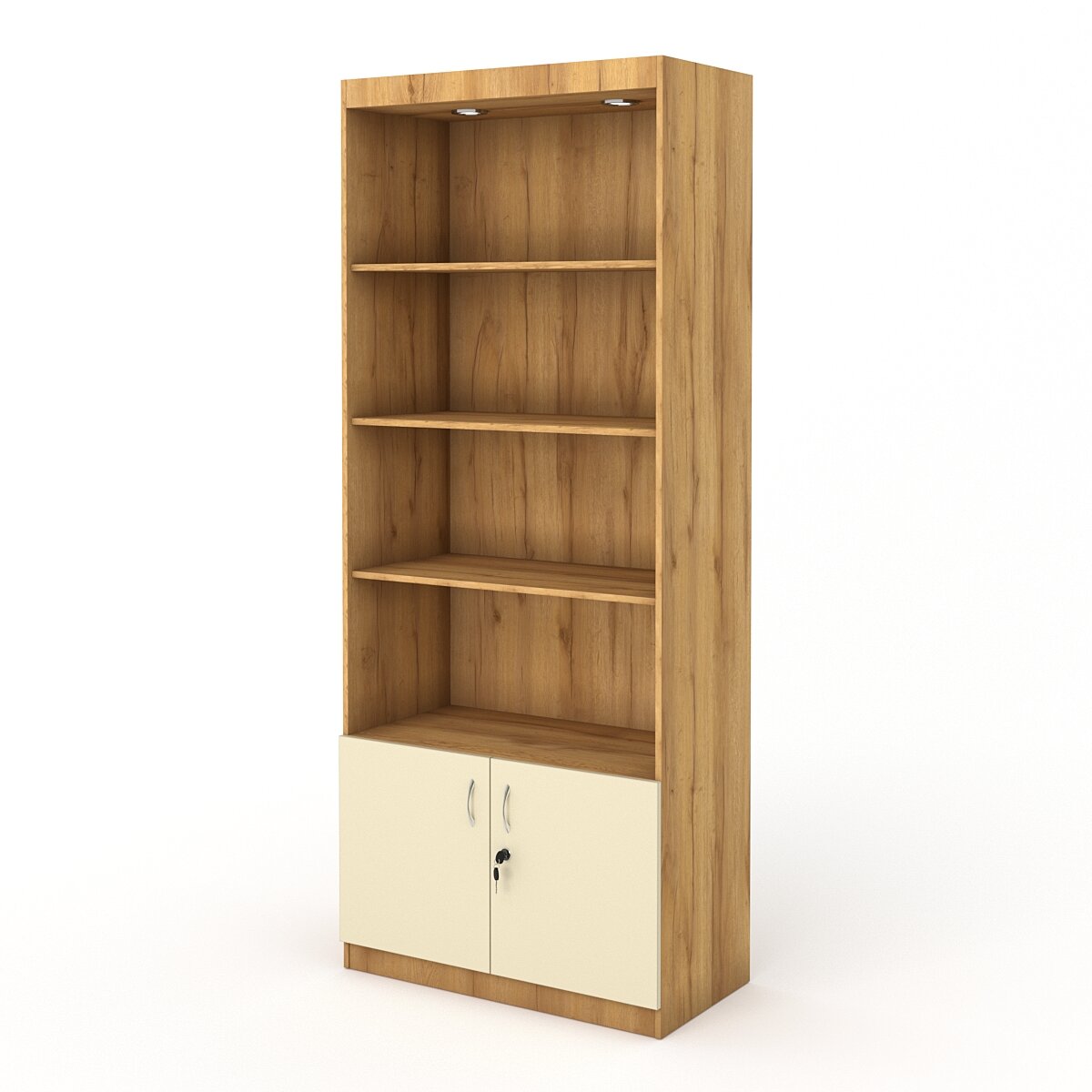 Стеллаж "афродита" №1-1 (задняя стенка - ДВП), Дуб Золотистый и Крем Вайс