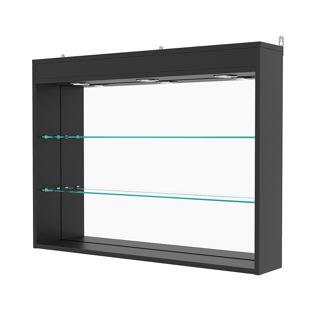 Витрина настенная №3-4Г с зеркалом и с подсветкой, Черный. Производитель товара - компания Westcom.