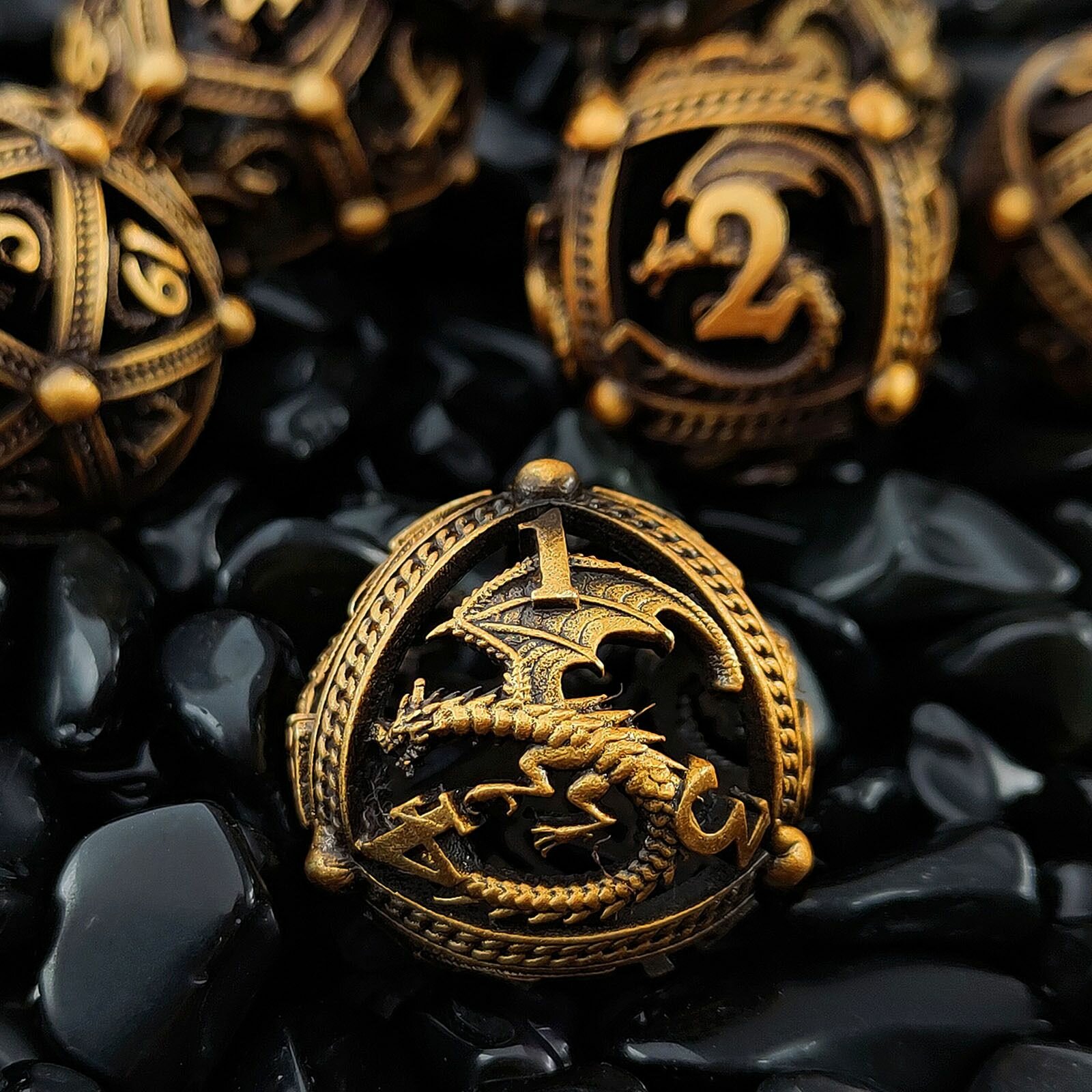 Кости игральные металлические для Dungeons & Dragons, кубики метал для DnD и настольных ролевых игр (дайсы ДнД) 7 шт.