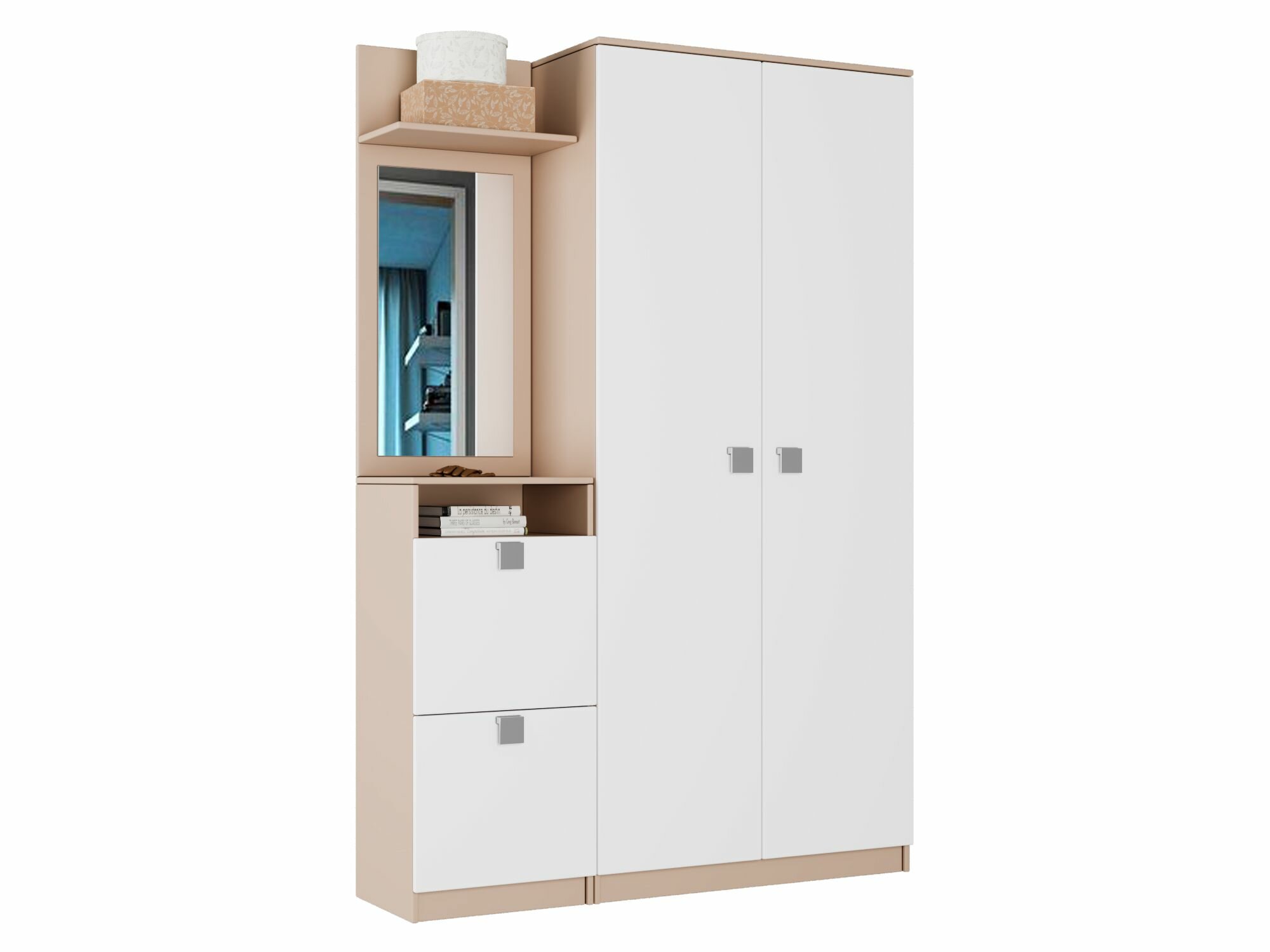 Прихожая в коридор Мебель на Руси " Ольга 7" 133х200х35 Макиато / Белый