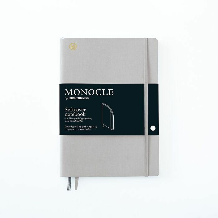 Блокнот Leuchtturm1917 Monocle B5 (17.8x25.4см.) 80г/м2 - 128 стр. в точку, мягкая обложка, цвет: Светло-серый