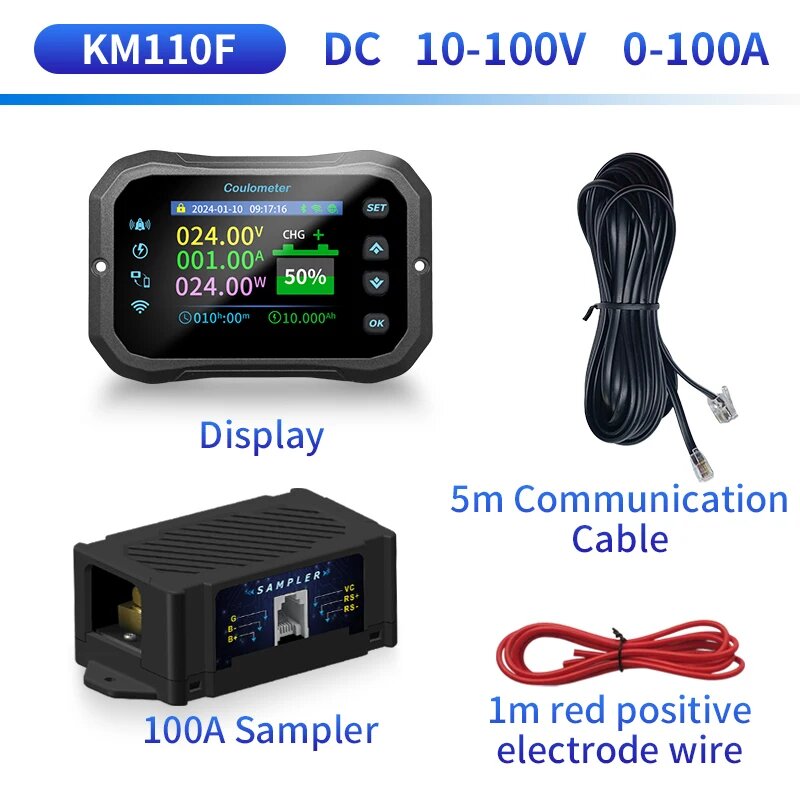 JUNCTEK KM-F Серия Wi-Fi Кулометр KM110F-100V-100A
