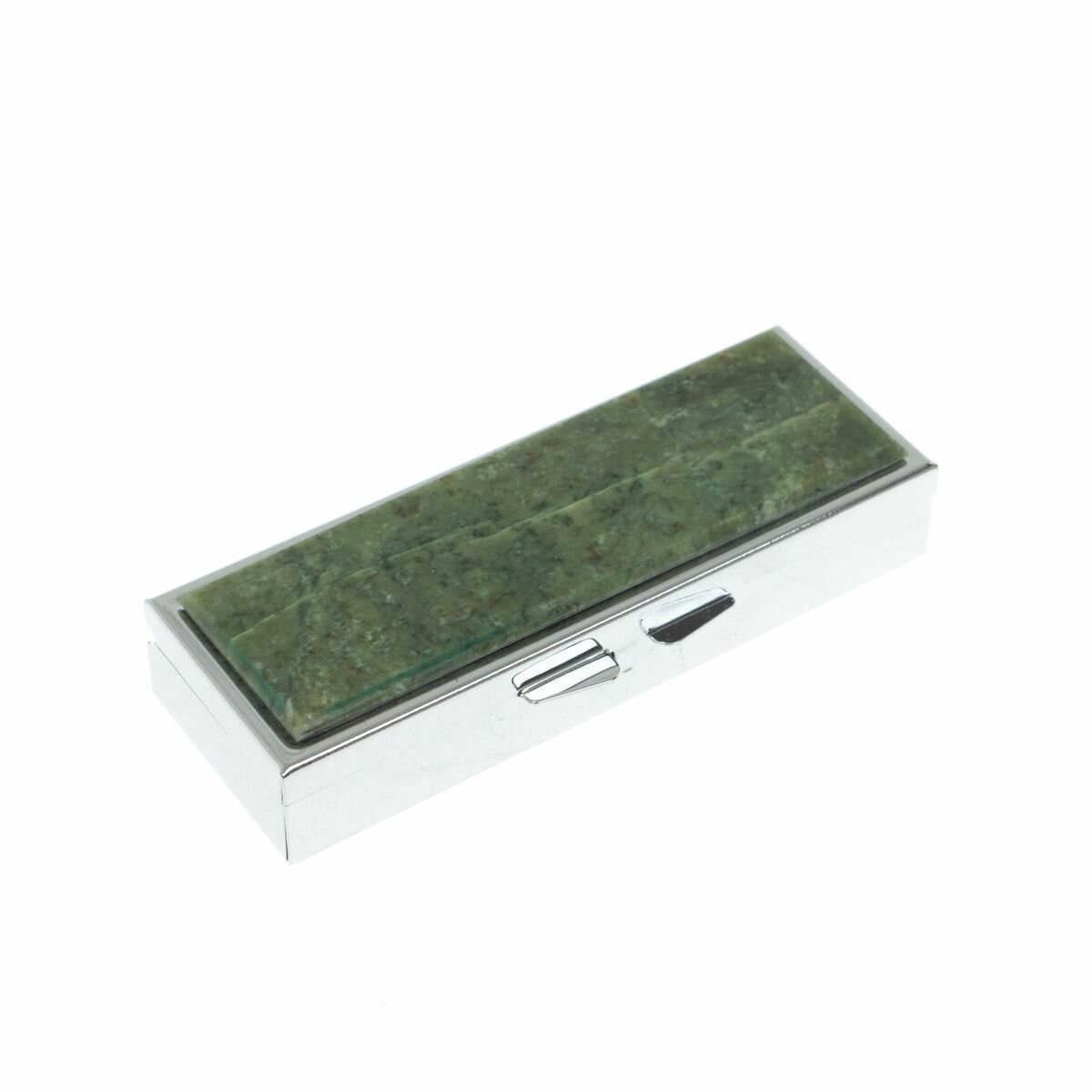 Таблетница на 3 отделения камень жадеит цвет серебро 129287