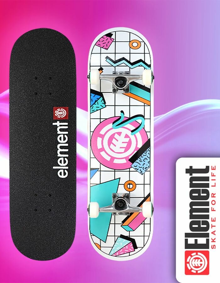 Скейтборд в Сборе Element размер 8.25 дюймов (18 зеленый розовый)
